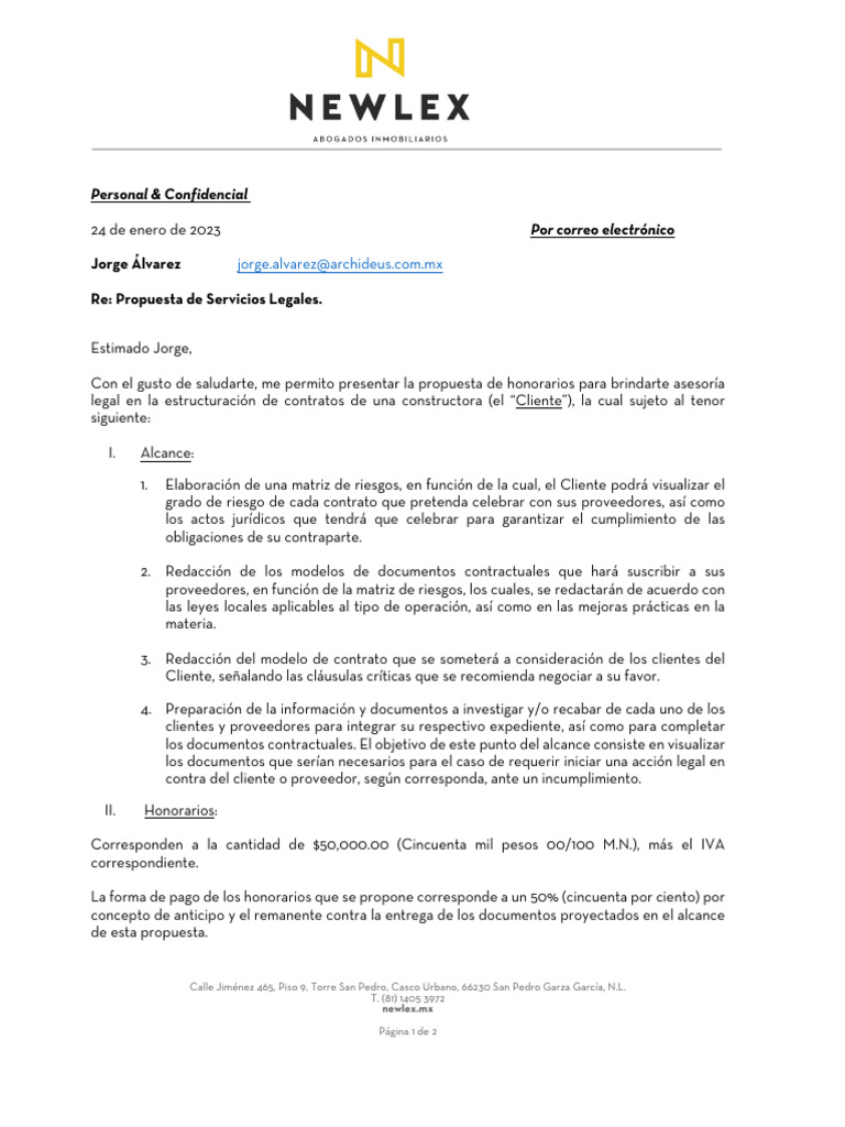 Newlex_Propuesta de Servicios_Jorge Álvarez | PDF