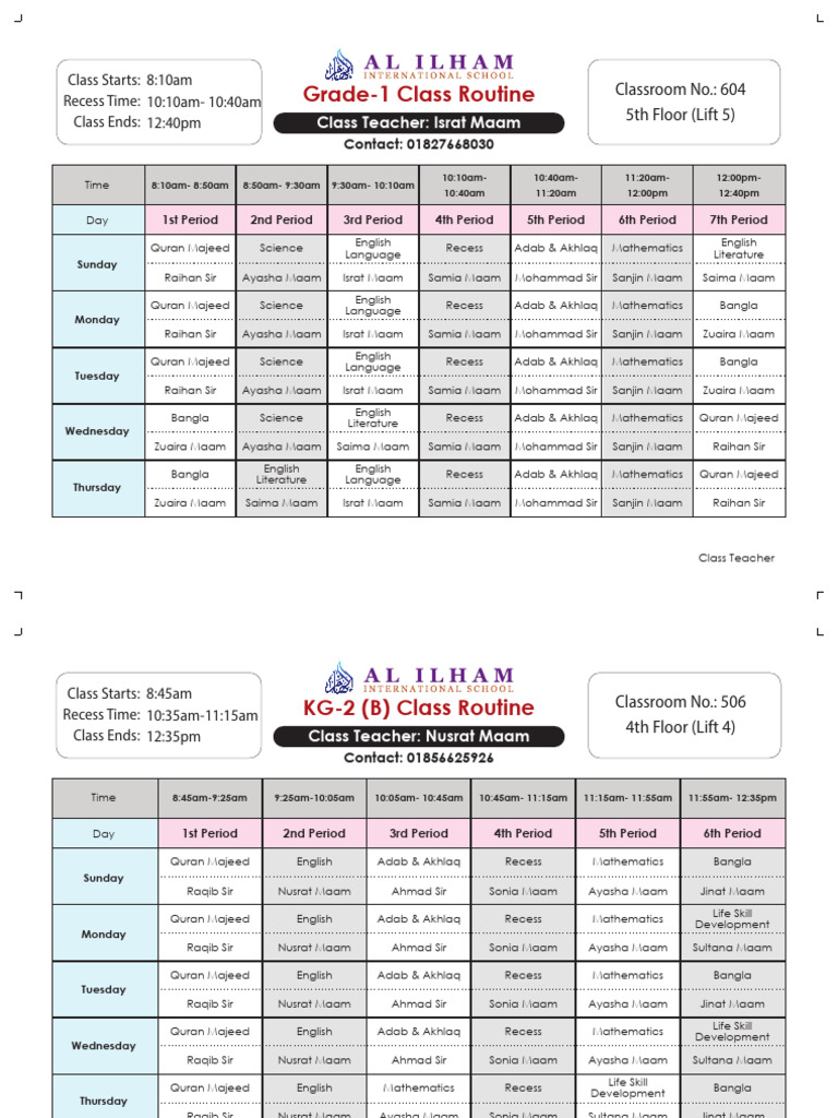 Class Routine | PDF | Islamic Ethics | Islamic Belief And Doctrine