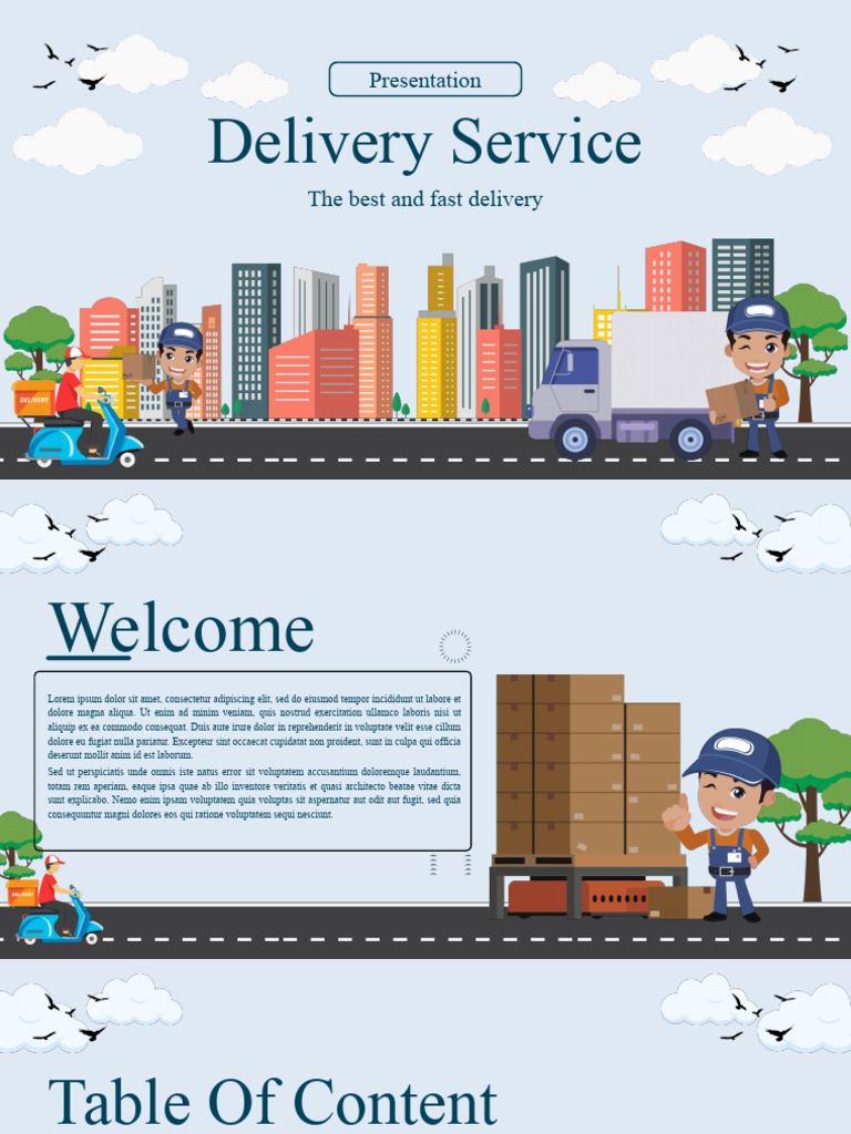 Blue And Teal Illustrated Delivery Service Presentation | PDF