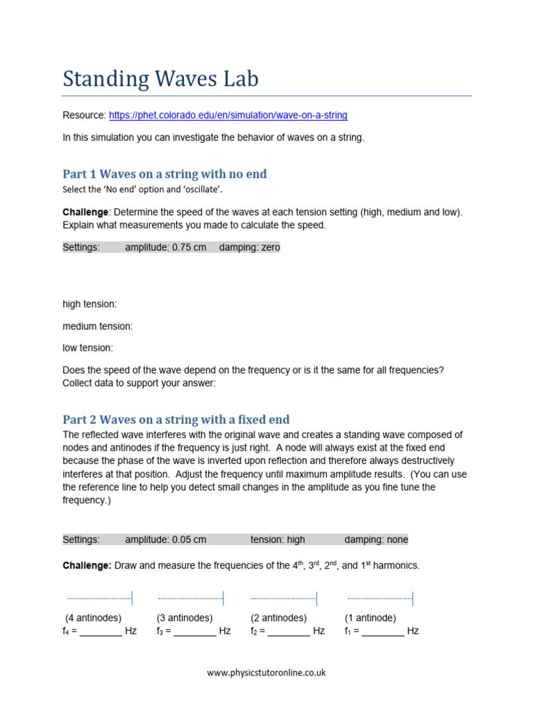 Standing Waves Lab | PDF | Waves | Harmonic Standing Waves Lab | PDF | Waves | Harmonic