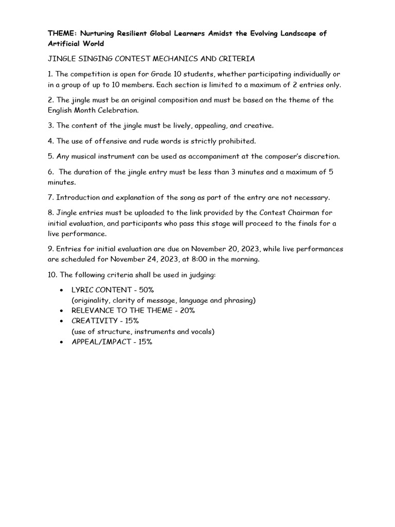 Jingle Contest | PDF | Art