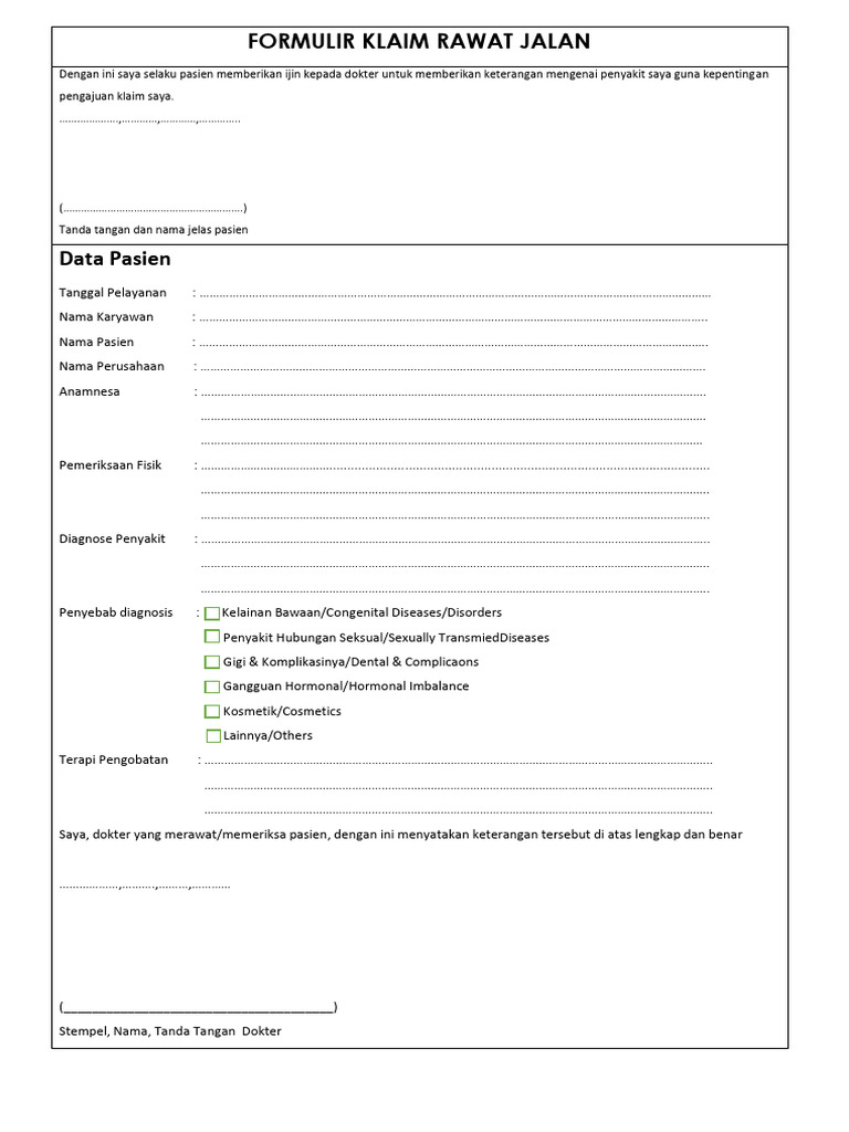 Contoh Klaim Pengobatan Karyawan | PDF