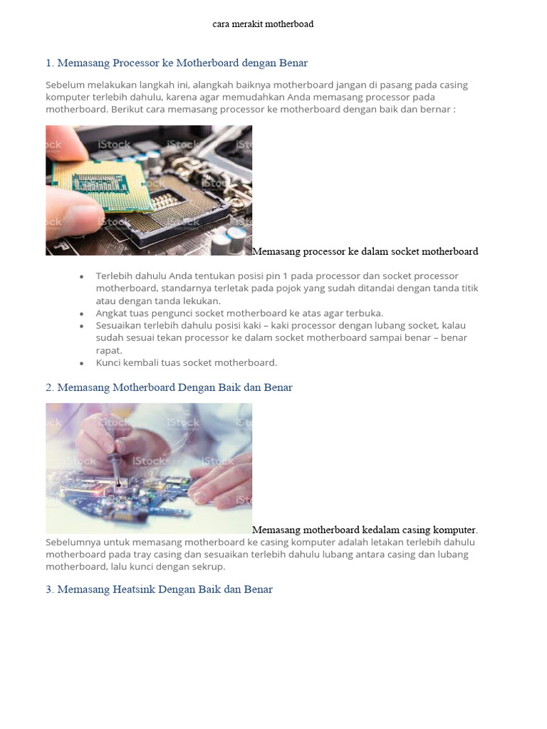 Cara Merakit Motherboad | PDF