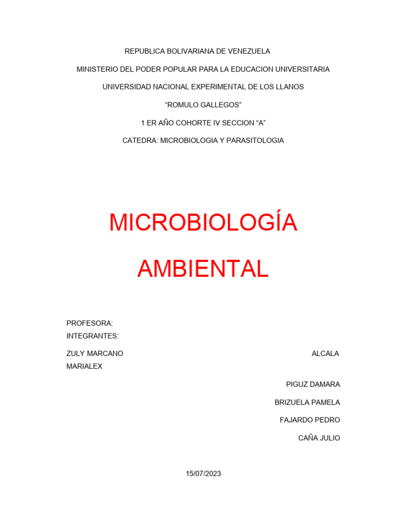Microbiología Ambiental | PDF | Microorganismo | Las bacterias