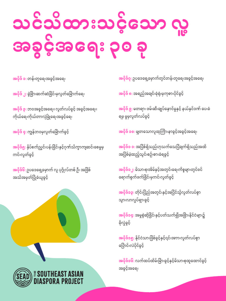 SEAD CarePack 30 Human Rights Burmese | PDF