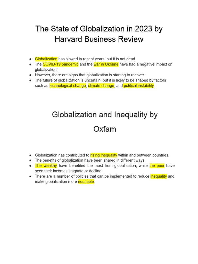 Globalization Trends and Challenges 2023 | PDF | Politics