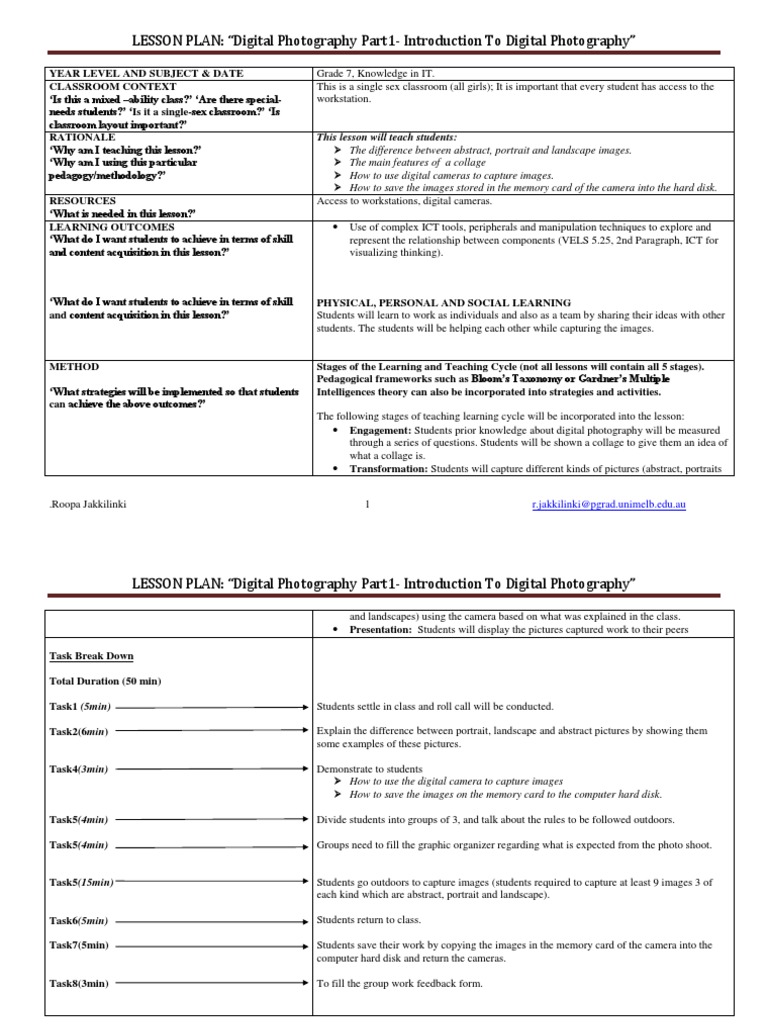 Intro to Digital Photography Lesson | PDF | Digital Photography ...