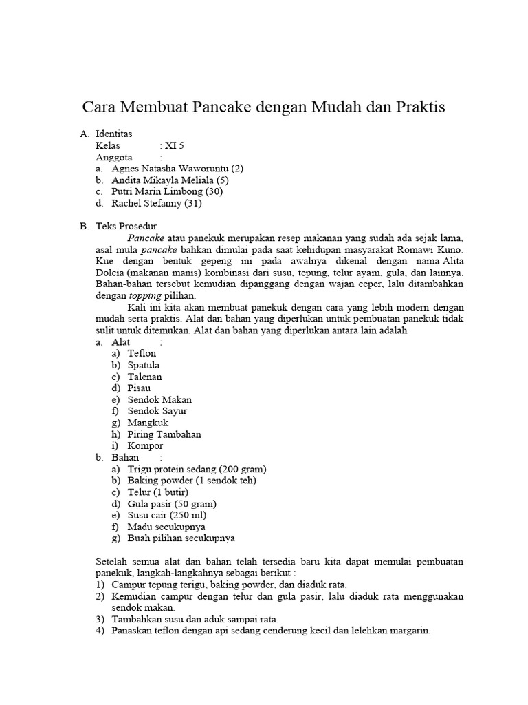 Cara Membuat Pancake Dengan Mudah Dan Praktis | PDF | Memasak, Makanan ...