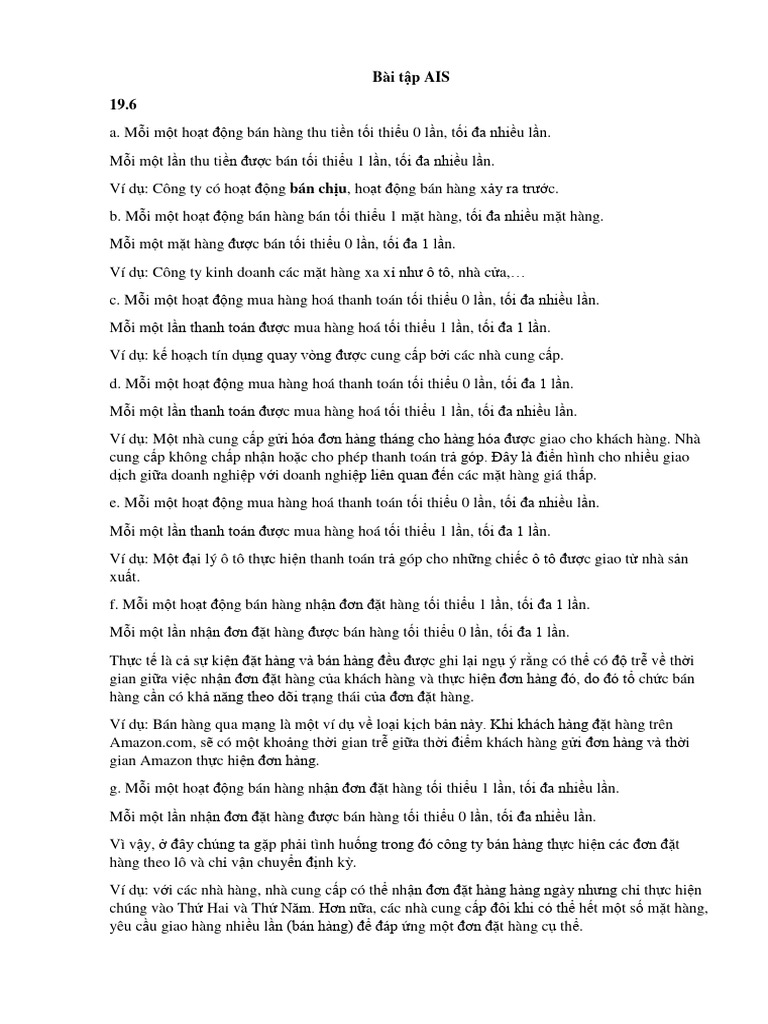 Bài tập AIS 19.6 19.7 | PDF