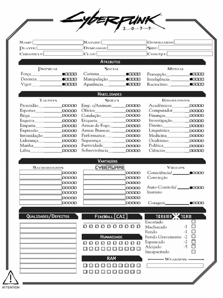 Ficha Cyberpunk Editavel 1 | PDF
