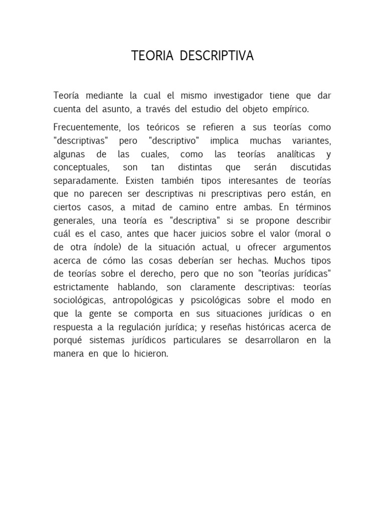 TEORIA DESCRIPTIVA | PDF