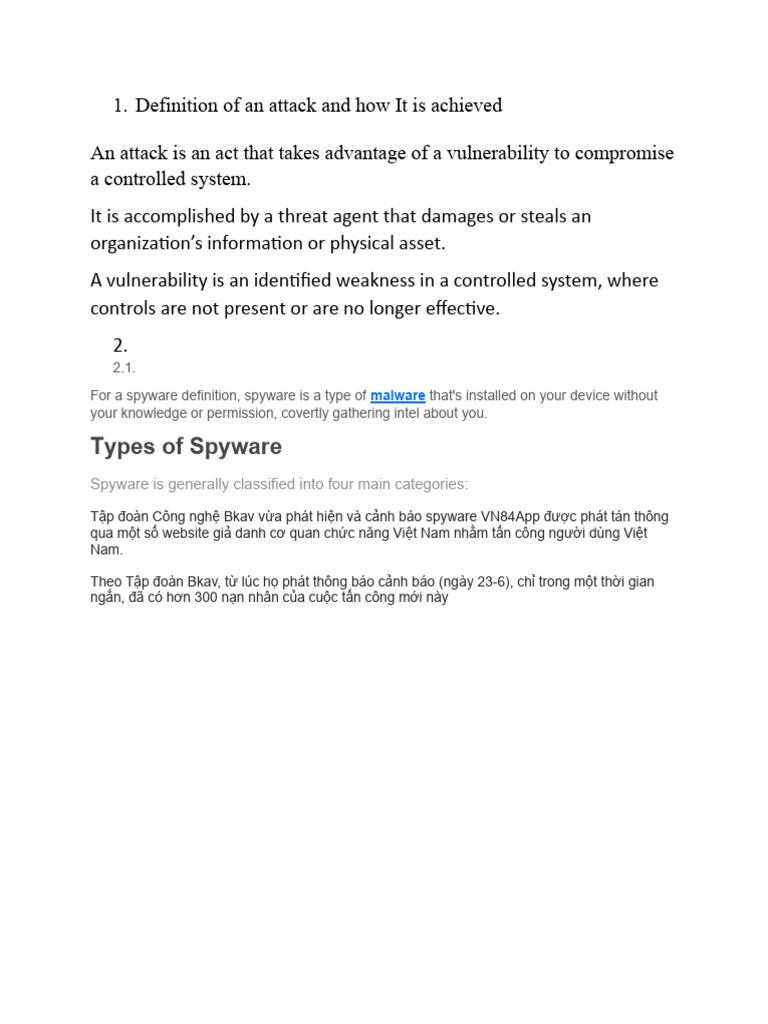 Definition of An Attack and How It Is Achieved | PDF