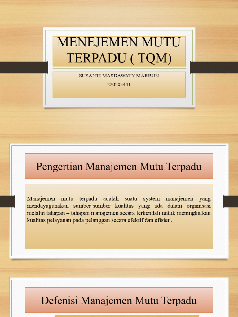 MENEJEMEN MUTU TERPADU ( TQM) PPT | PDF