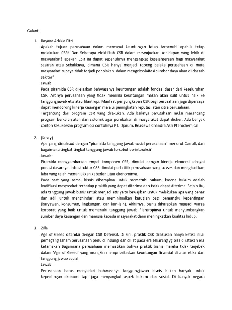 Jawaban Pertanyaan Diskusi Etika | PDF