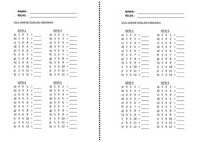 Latihan Sifir 2-5 | PDF