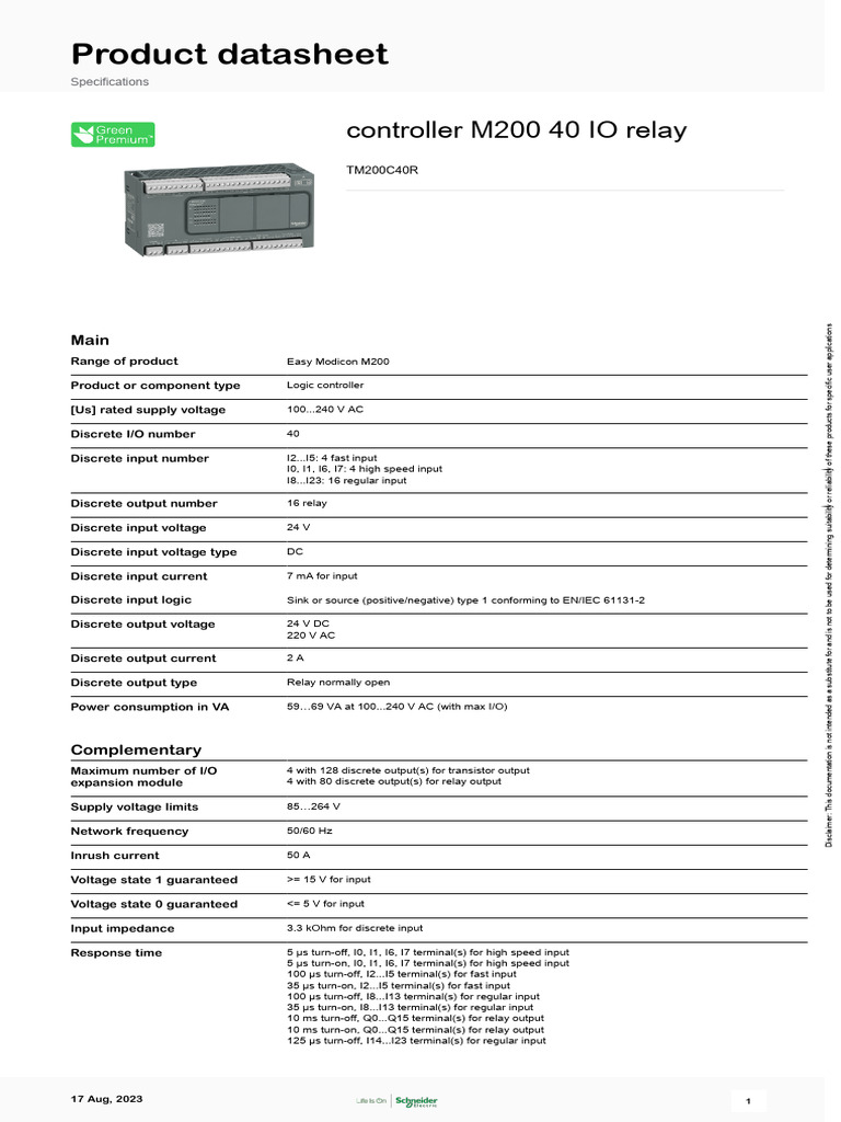 Modicon Easy M200 - TM200C40R | PDF