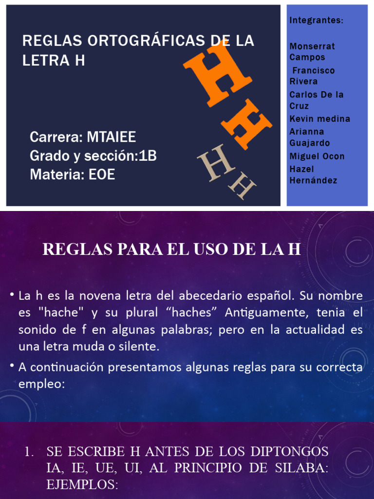 Regla Para El Uso de La H | PDF | Especialidades Medicas