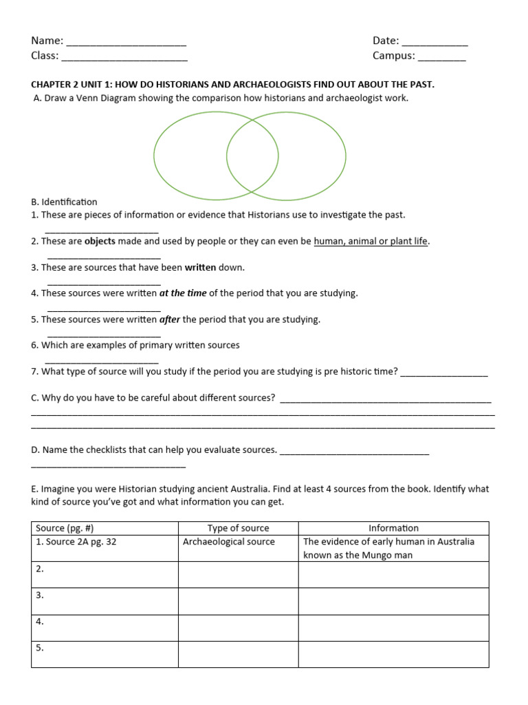 Chapter 2 Unit 1 | PDF | Archaeology | Historian