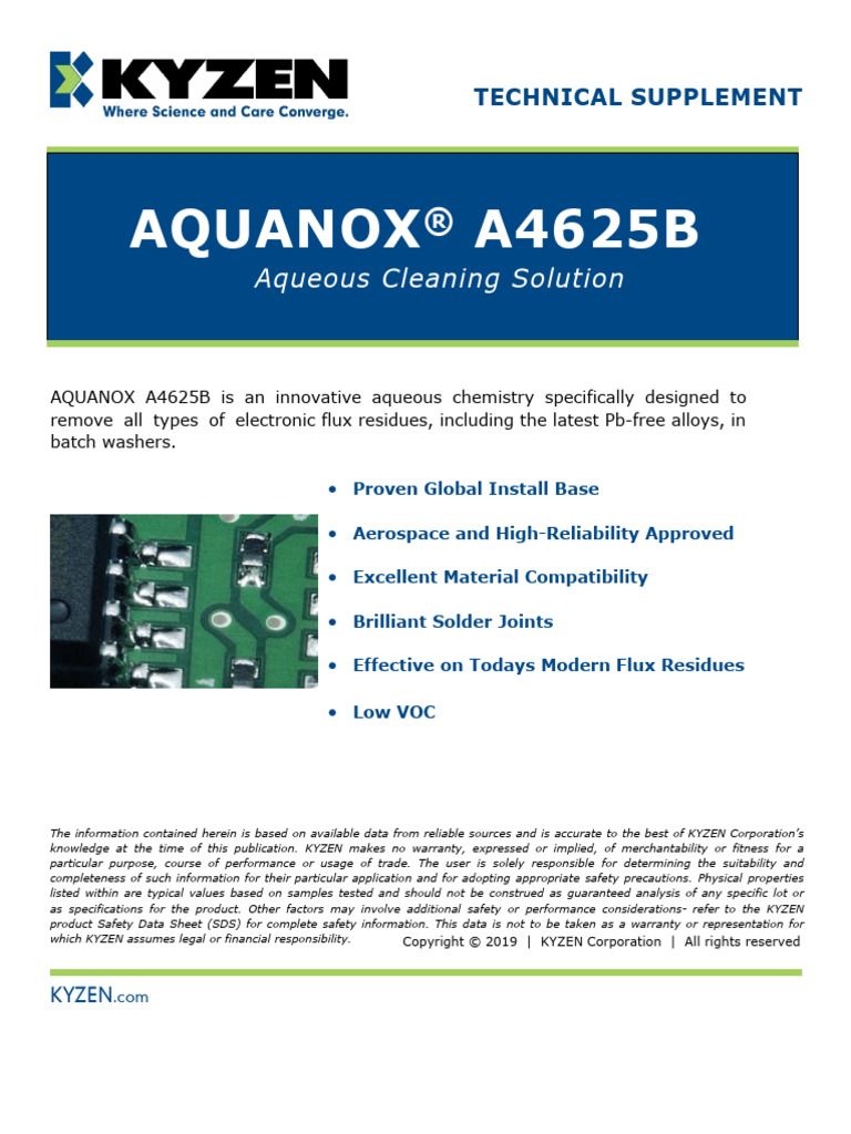 Kyzen Aquanox® A4625B Technical Supplement | PDF