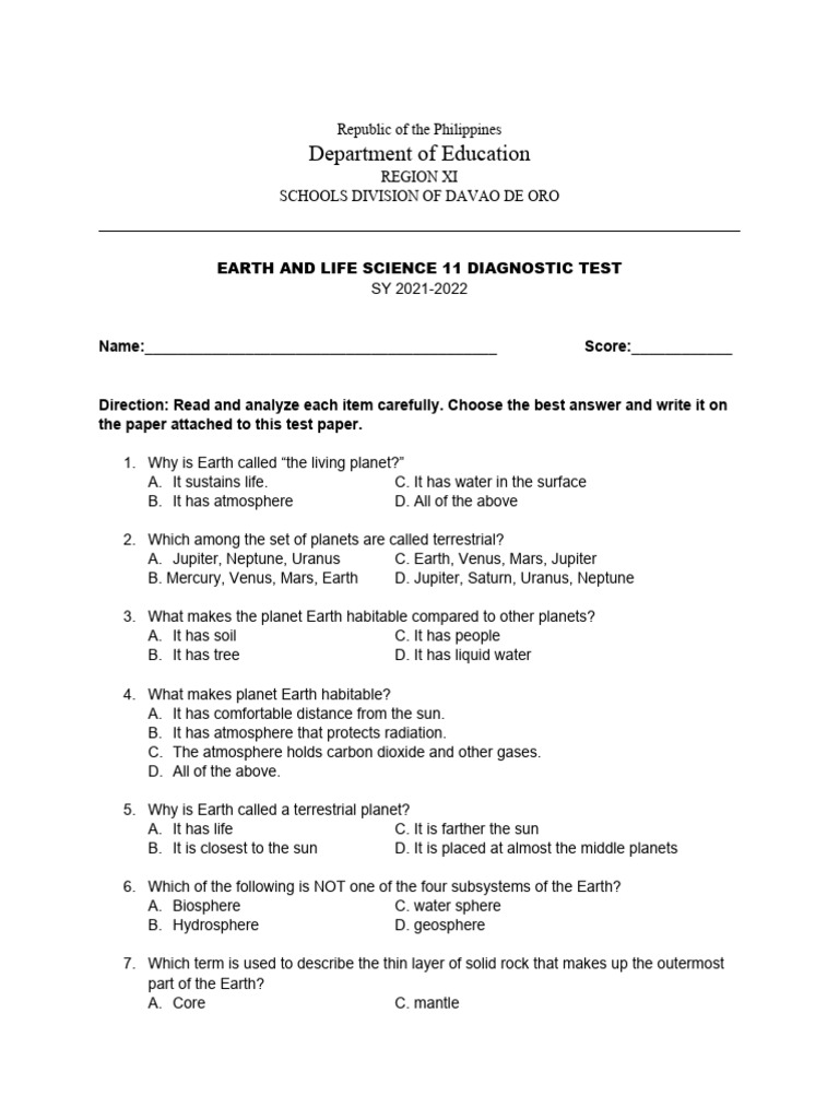ELS Diagnostic Test | PDF