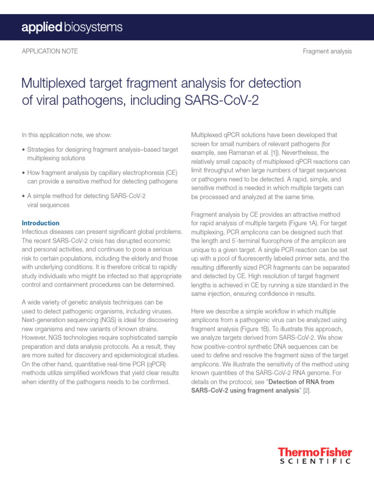 Viral Pathogen Detection Sars Cov 2 App Note Pdf Science And Mathematics