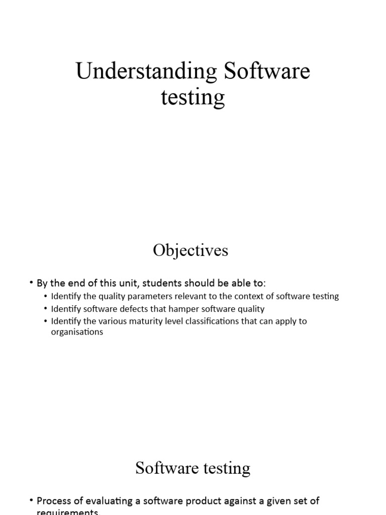 Understanding Software Testing Pdf Software Testing Quality Assurance