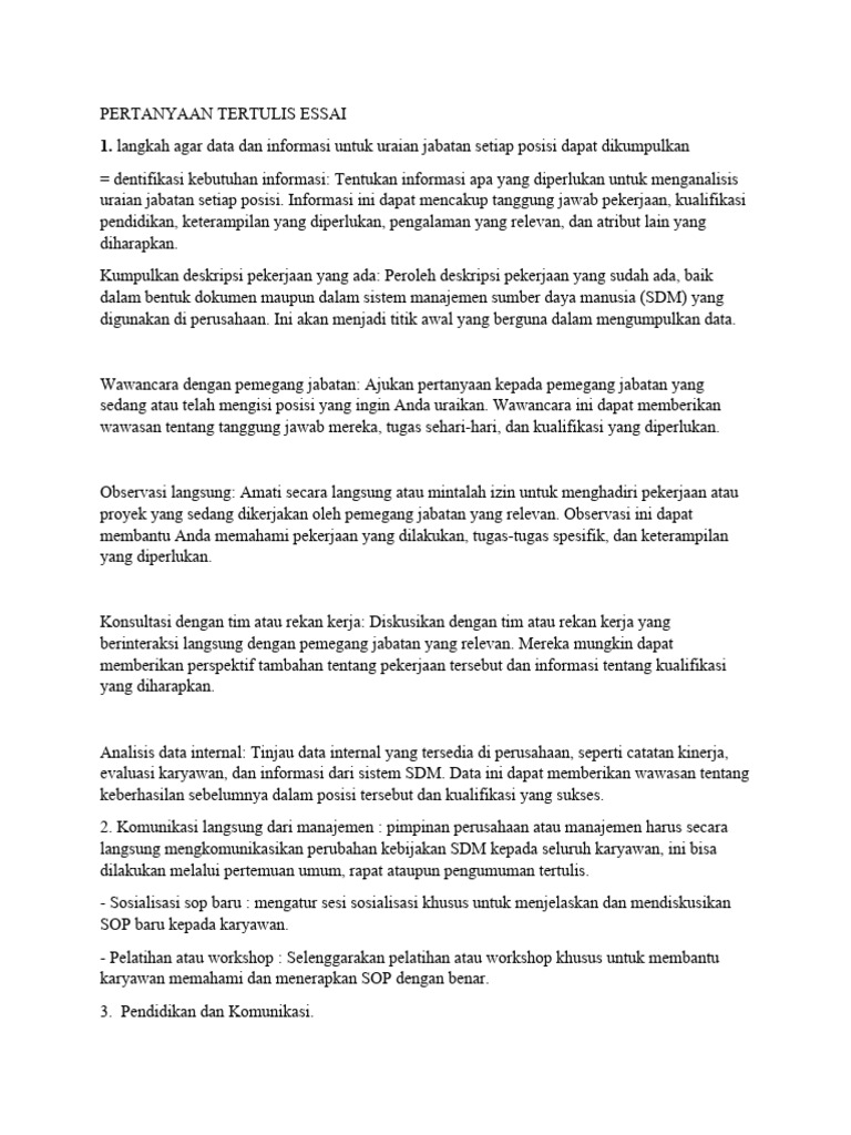 Pertanyaan Tertulis Essai 2 | PDF
