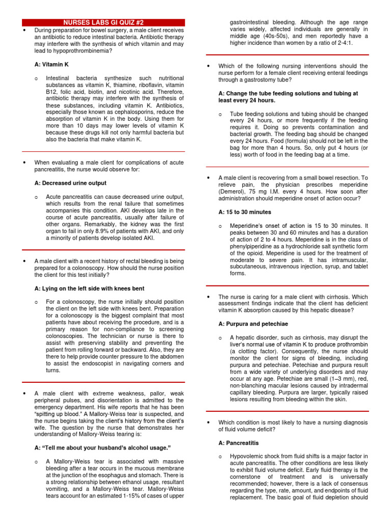 Nurseslabs Gi Diseases Nursing Quiz 2 | PDF
