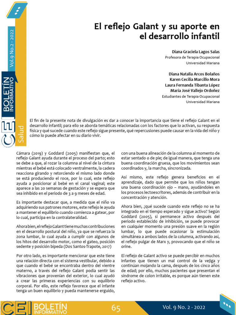 Art 19 El Reflejo Galant y Su Aporte en El Desarrollo Infantil | PDF