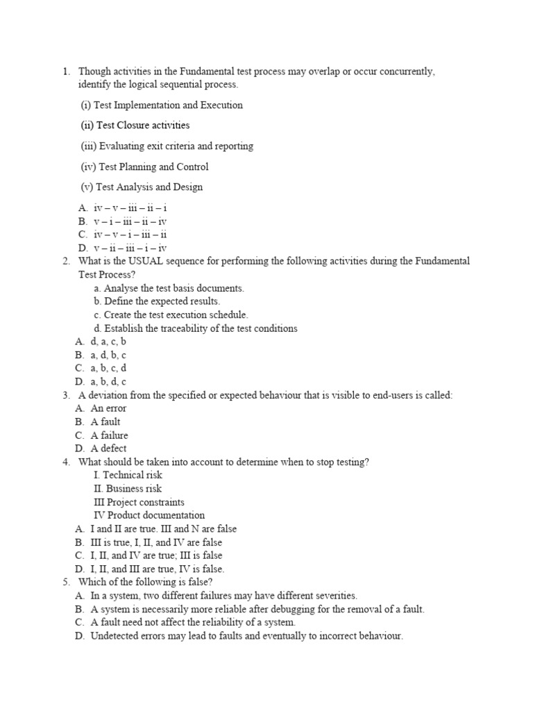 Fudamental Testing - Question | PDF