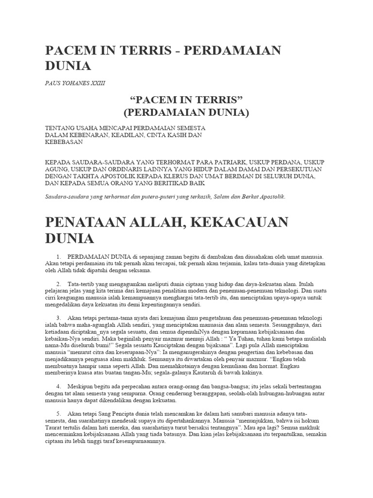 Pacem in Terris | PDF