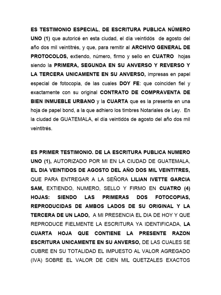 Ejemplo de Testimonio Especial | PDF Ejemplo de Testimonio Especial | PDF