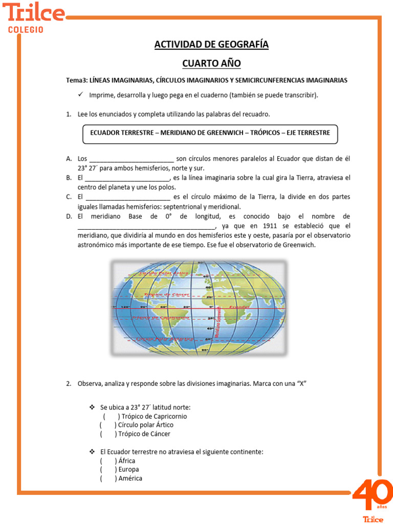 4to - Geografía - Tema 3 - Actividad | PDF