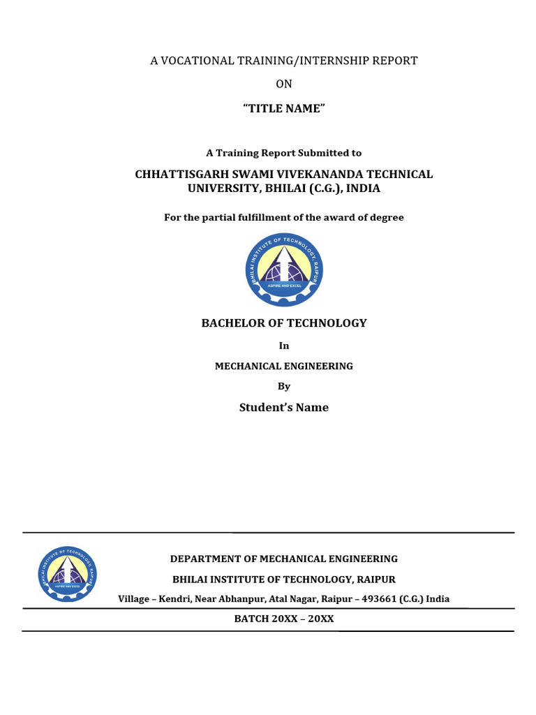 Industrial Training Report Template | PDF | Writing | Graphic Design