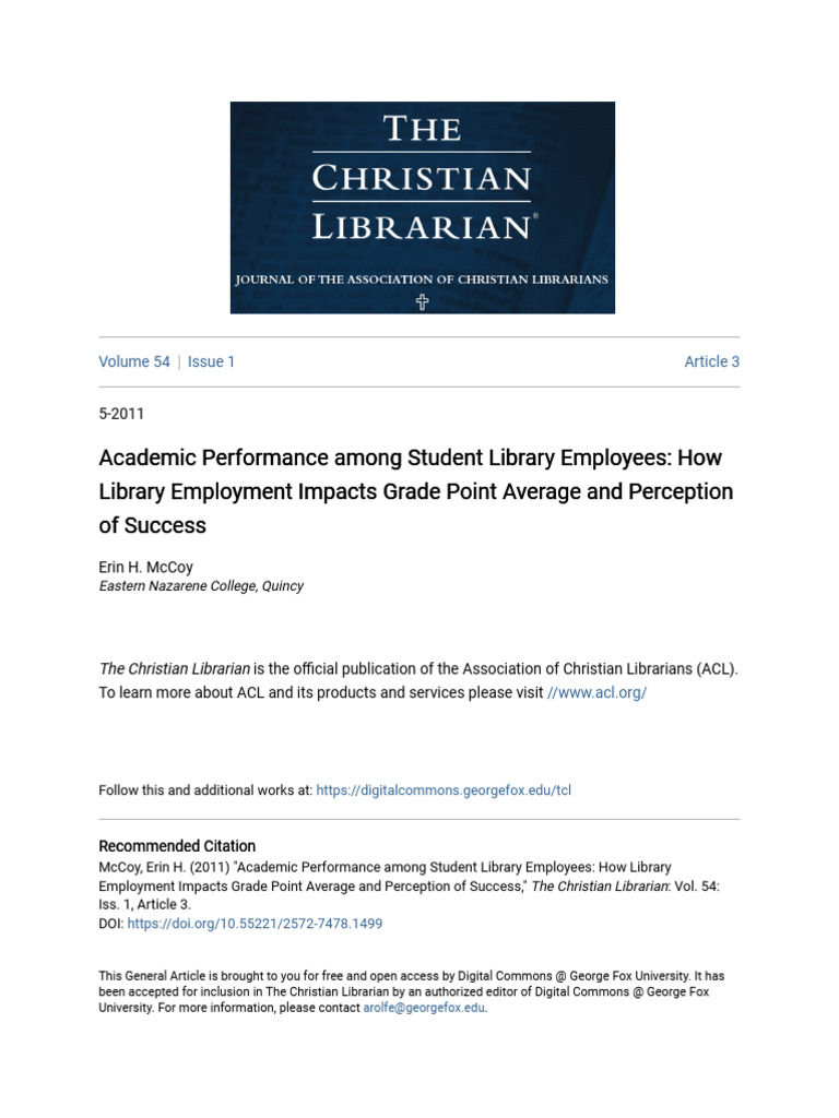 (Survey) Academic Performance Library | PDF | Libraries | Employment
