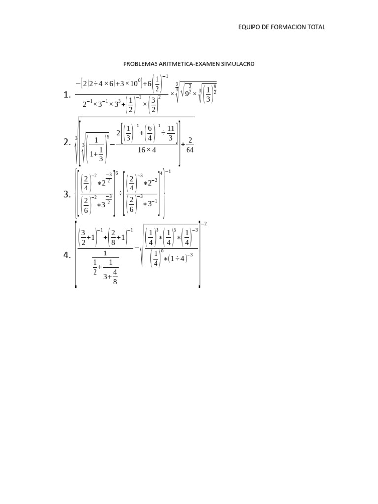 Problemas Aritmetica Examen Simulacro | PDF