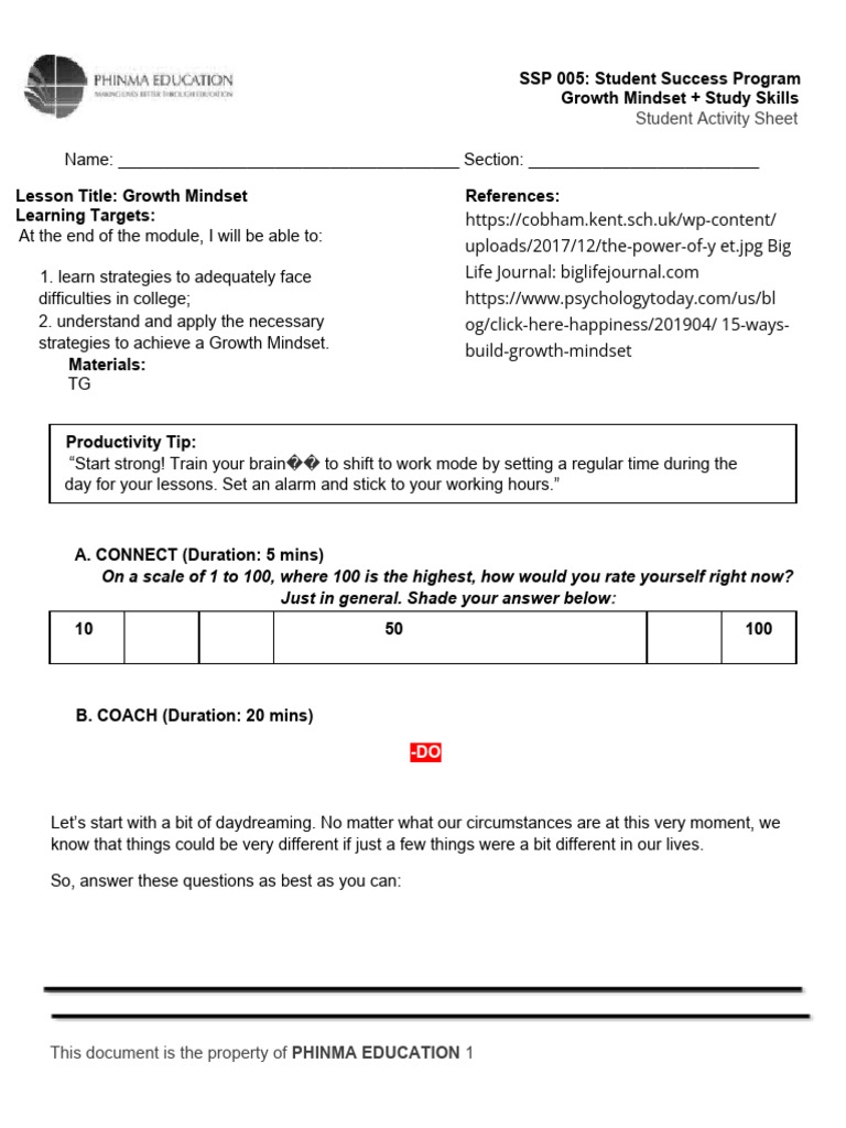 3) SSP 005 - Growth Mindset (Sas) | PDF