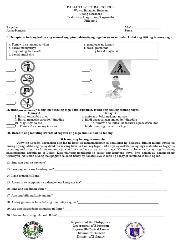 2nd Summative Test in FILIPINO With TOS | PDF