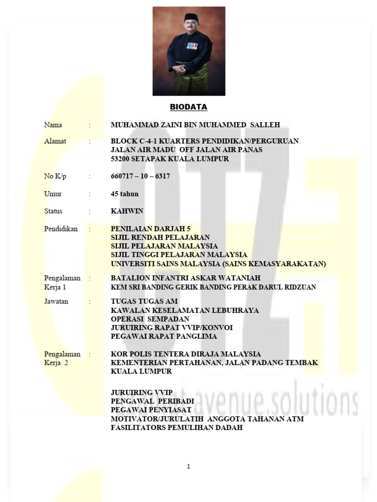 Biodata en Zaini | PDF