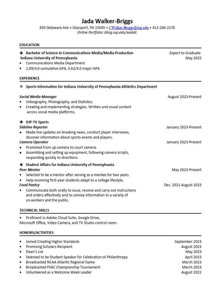 Jada Walker-Briggs: Media Portfolio | PDF | Computers