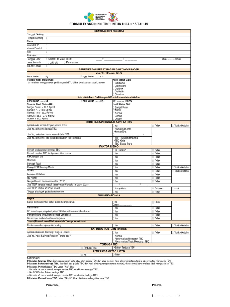 Formulir Skrining TBC Anak dan Dewasa | PDF | Gaya Hidup