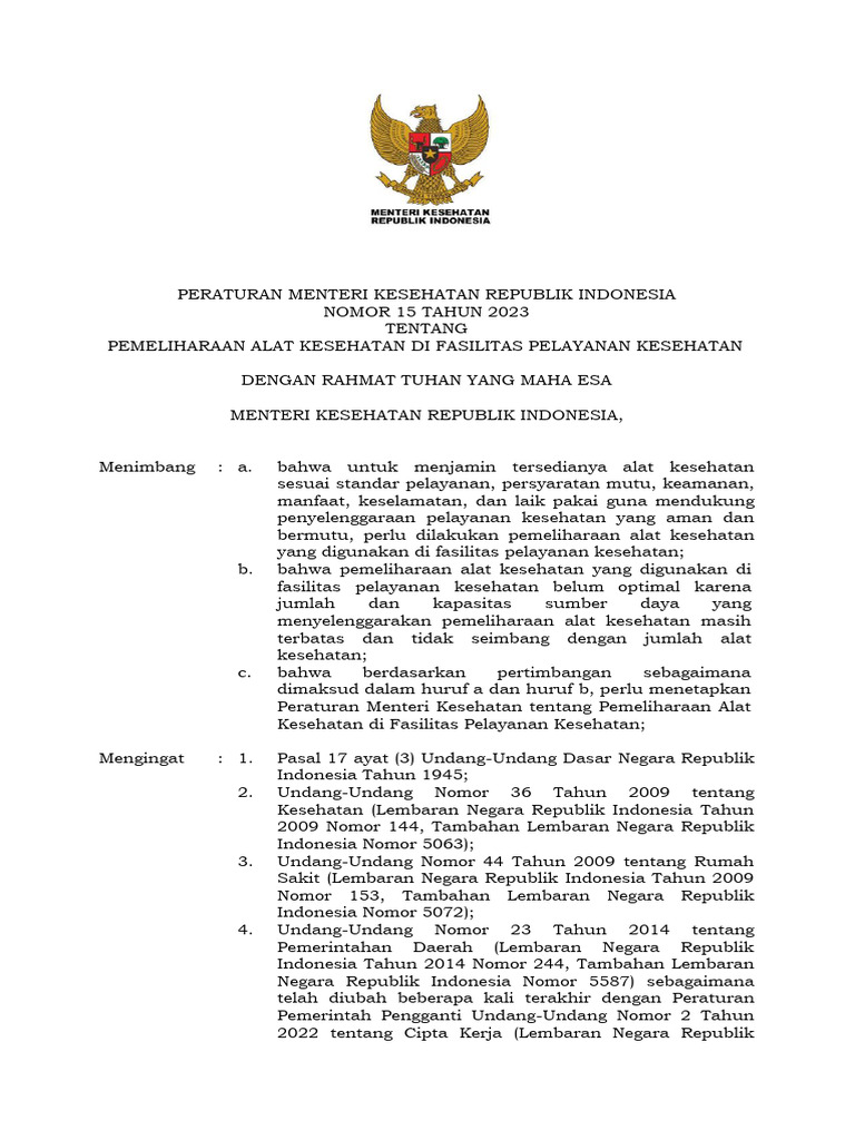PERMENKES-15-2023 alkes | PDF