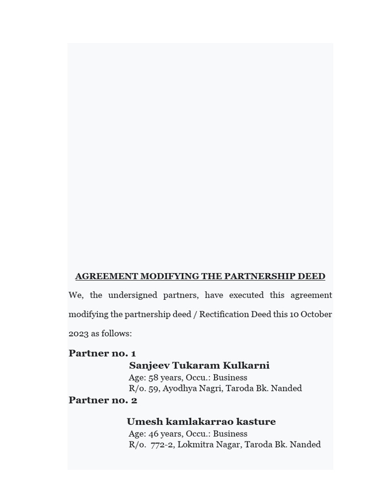 Partnership Deed Modification 2023 | PDF | Partnership | Balance Sheet