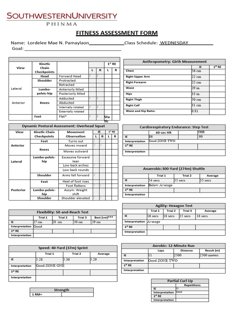 PED 026 Assesment Form | Download Free PDF | Anatomical Terms Of Motion ...