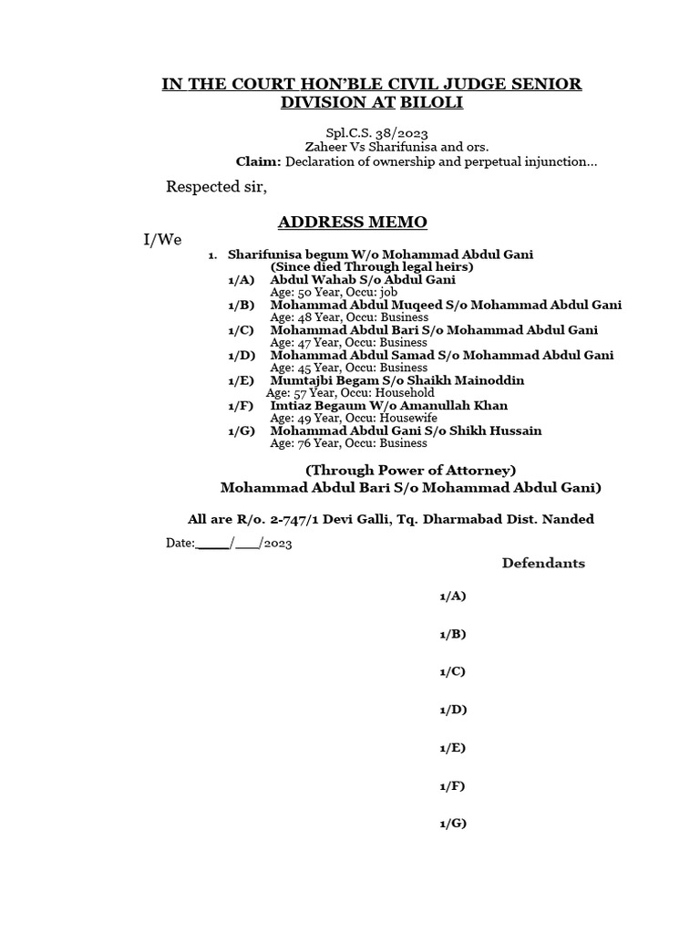 Address Memo 2 | PDF