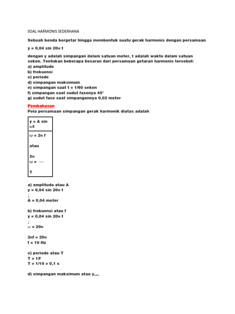 Soal Harmonis Sederhana | PDF | Sains & Matematika