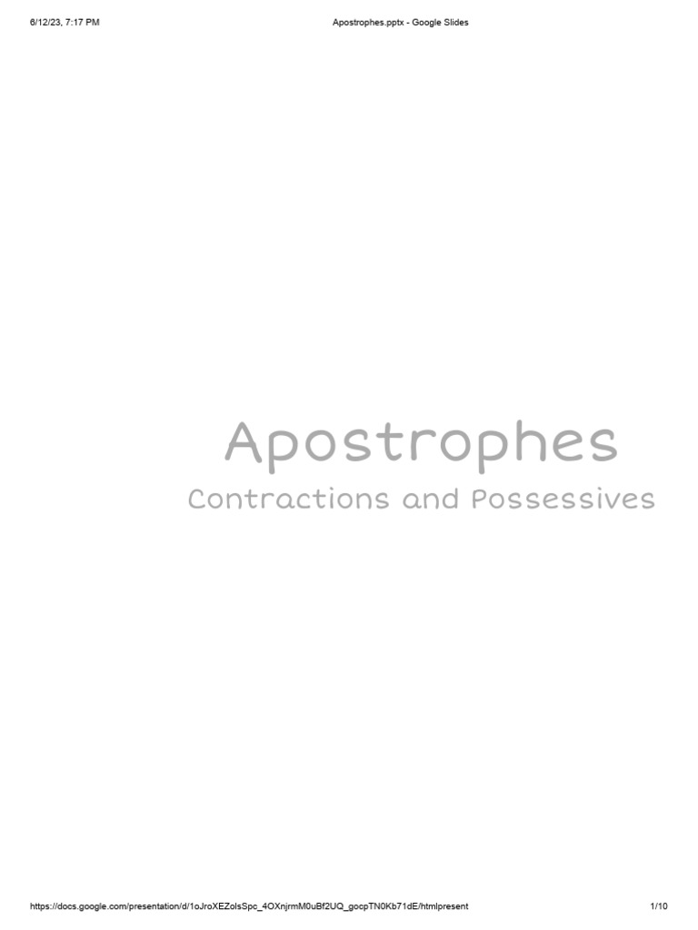 Understanding Apostrophes: Rules & Uses | PDF