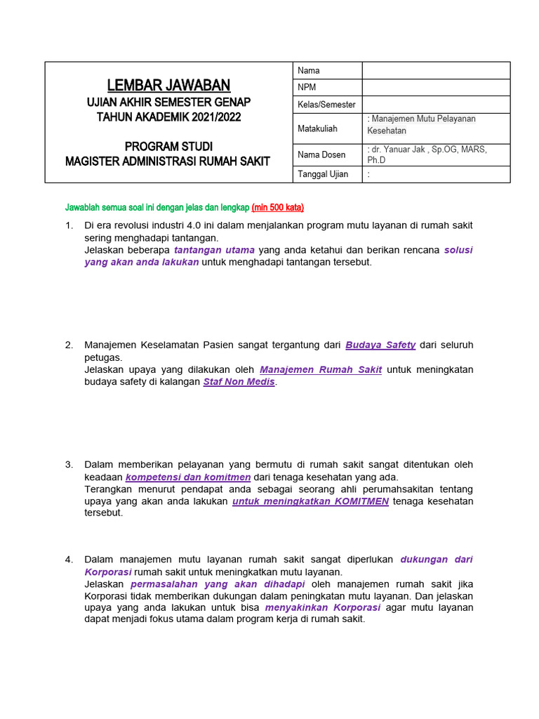 UAS Manaj. Mutu SMT 2 | PDF