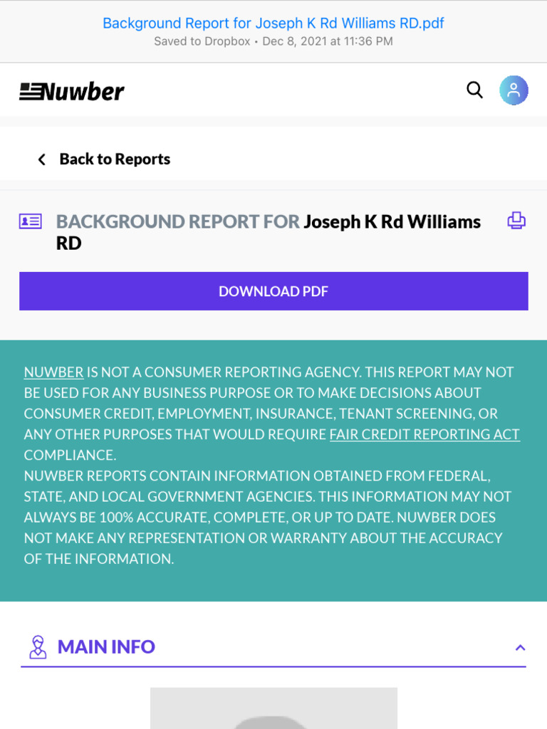 No 1 Background Rept Joseph K RD Williams RD | PDF | Zip Code ...