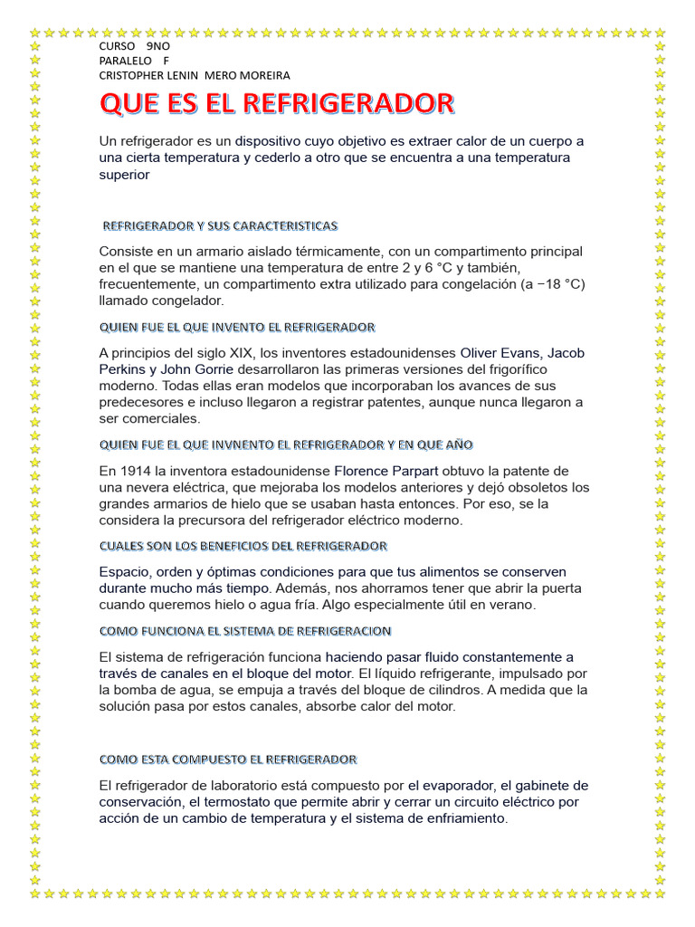 Que Es El Refrigerador | PDF | Refrigerador | Refrigeración